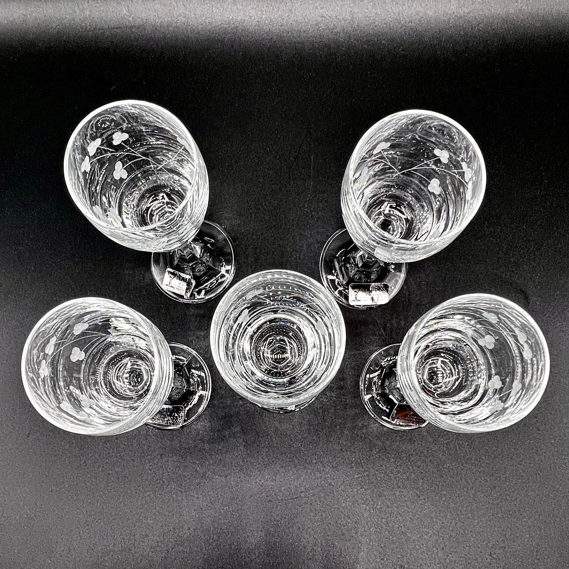 Vintage Etched Sherry Glasses, Duiske Crystal, 5 Irish Handcut Crystal ...