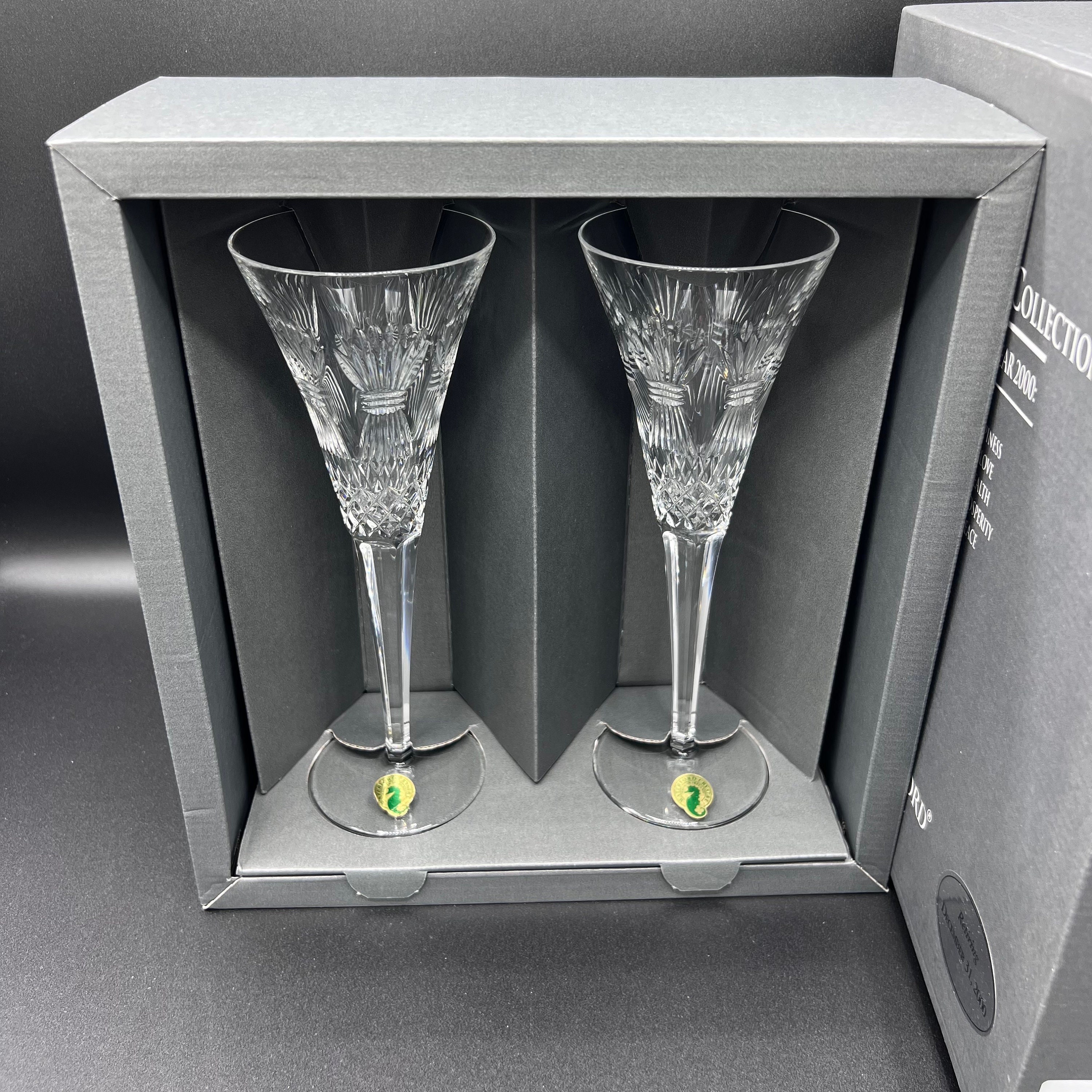 Waterford Crystal Champagne Flutes, the Millennium Collection Yr2000 ...