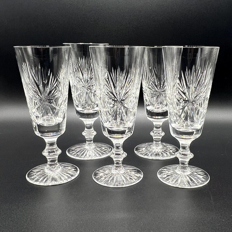 Vintage Edinburgh Crystal Champagne Flutes, Star of Edinburgh Pattern ...