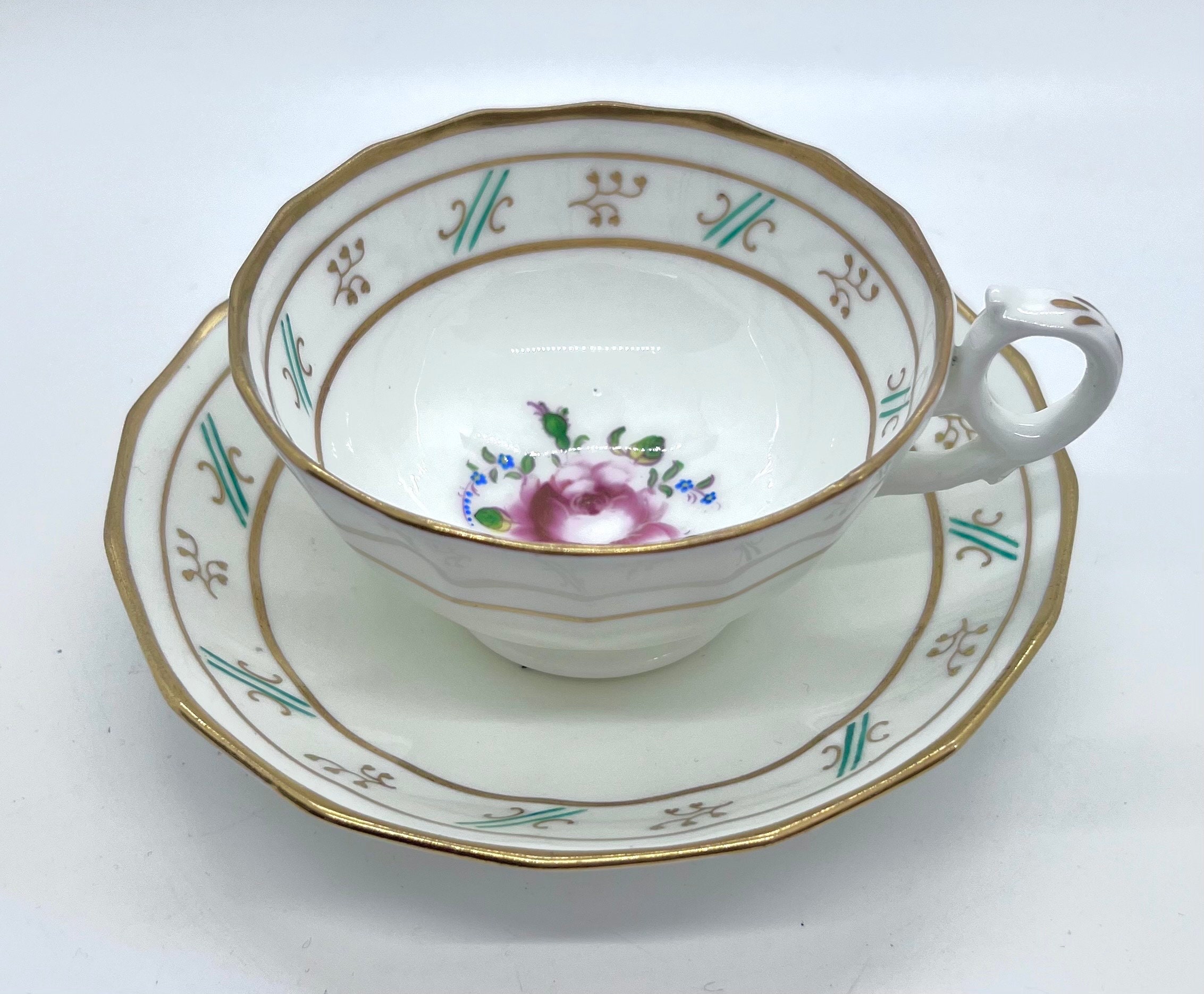 Antique English Tea Cup and Saucer: Handpainted Floral Teaset - Etsy
