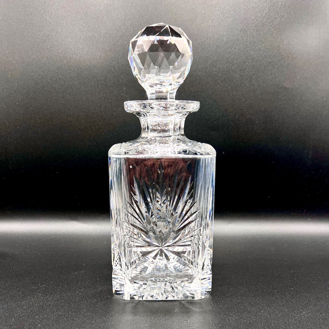 Vintage Cut CRYSTAL Square Decanter, Star of Edinburgh Pattern. Heavy ...