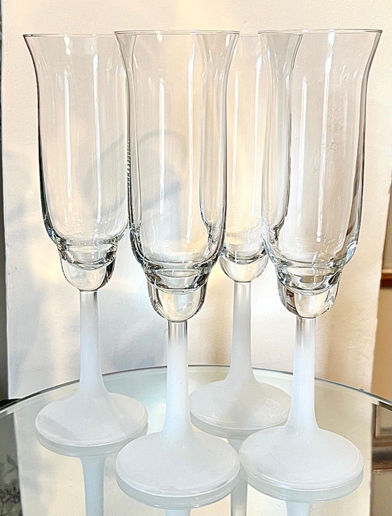 VINTAGE CHAMPAGNE Flute GLASSES 4 Frosted Glass Stem Flutes Baccarat Capri Art Nouveau Champagne Glasses Wedding Roasting Glasses Etsy UK