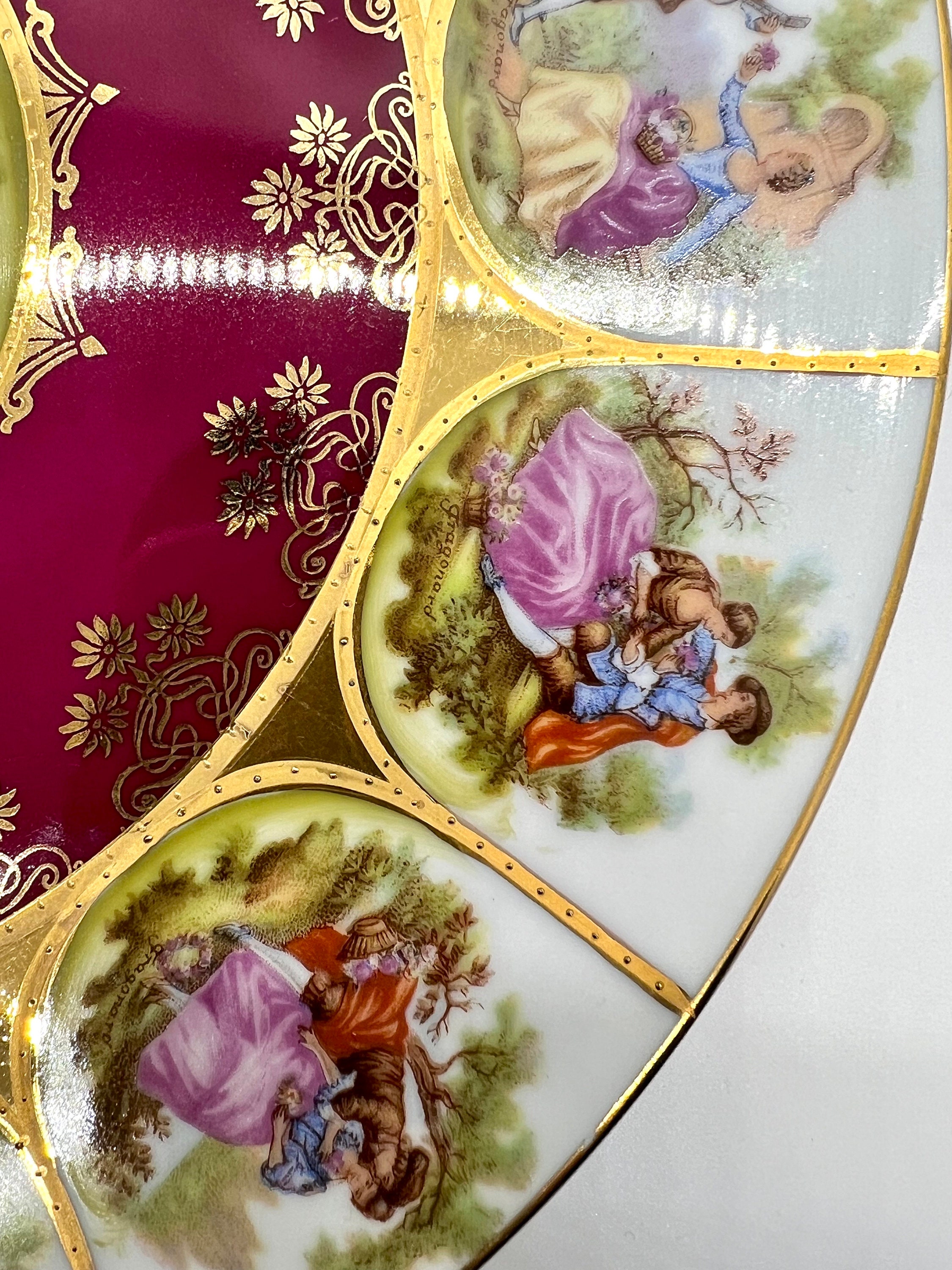Vintage Cabinet Plate Bordeaux Gilded Fragonard, Love Story Plate JWK ...