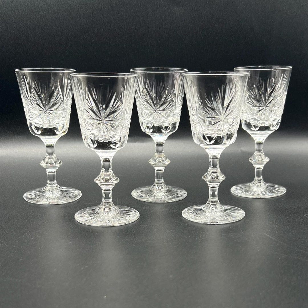 VINTAGE EDINBURGH CRYSTAL Glasses, Star of Edinburgh, Set of 5 Liqueur ...