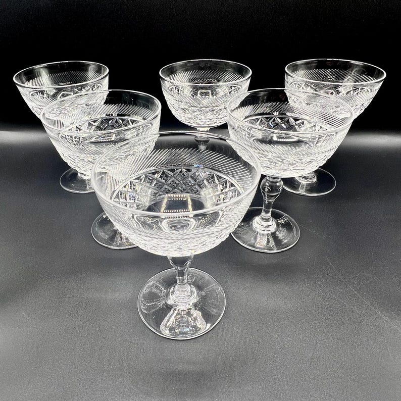 Vintage Tudor CRYSTAL Champagne Glasses, Holbein Pattern, Set of 6 ...