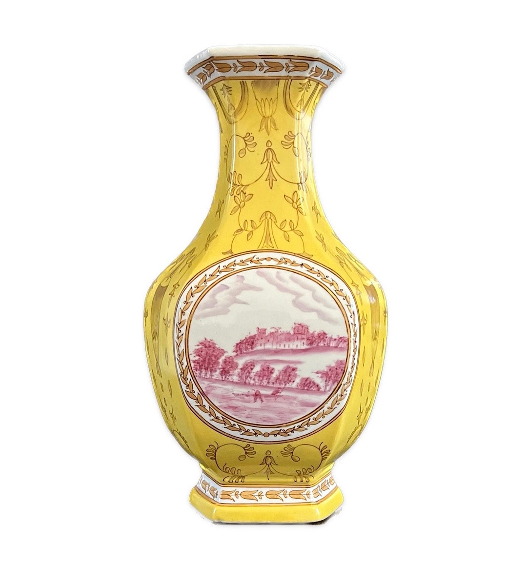 Vintage Yellow Chinese Porcelain Vase: You Xian Ju Zhi Mark - 20th ...