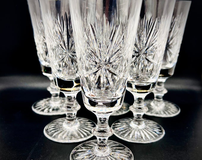 VINTAGE EDINBURGH CRYSTAL Champagne Flutes, Star of Edinburgh, Cut ...