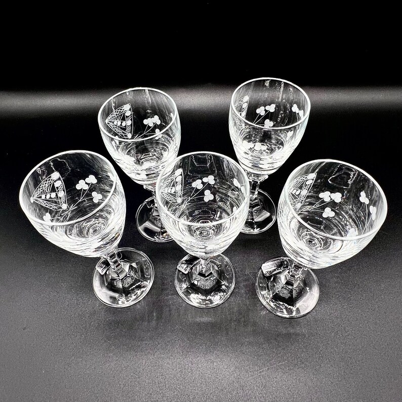 Vintage Etched Sherry Glasses, Duiske Crystal, 5 Irish Handcut Crystal ...