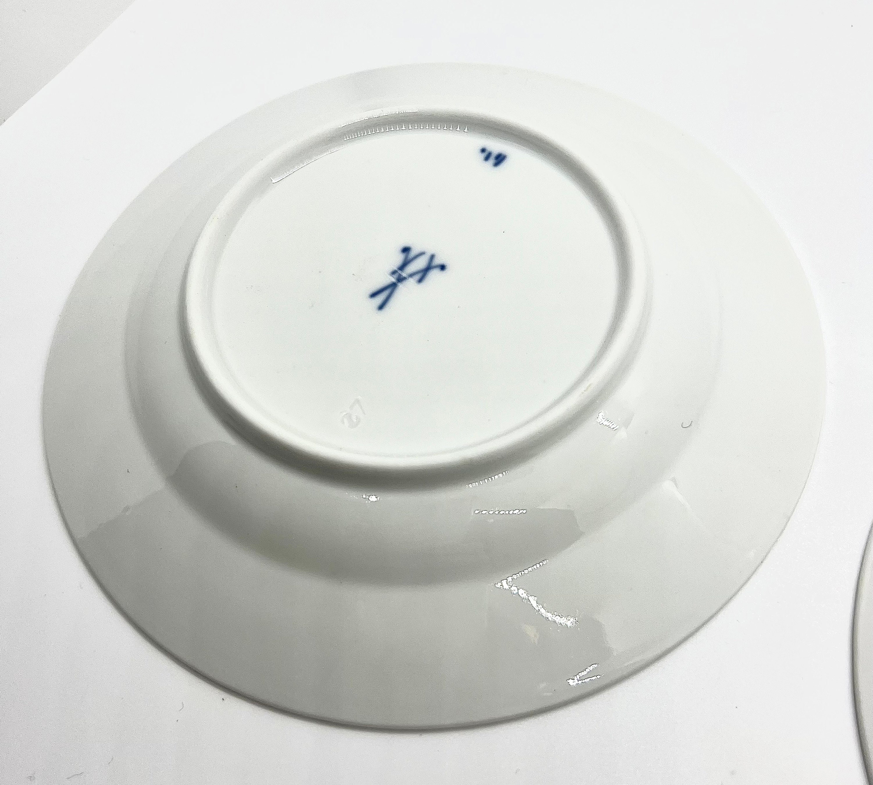 ANTIQUE MEISSEN Large Rectangular Plate Cake Plates Green Ivy Signed ...