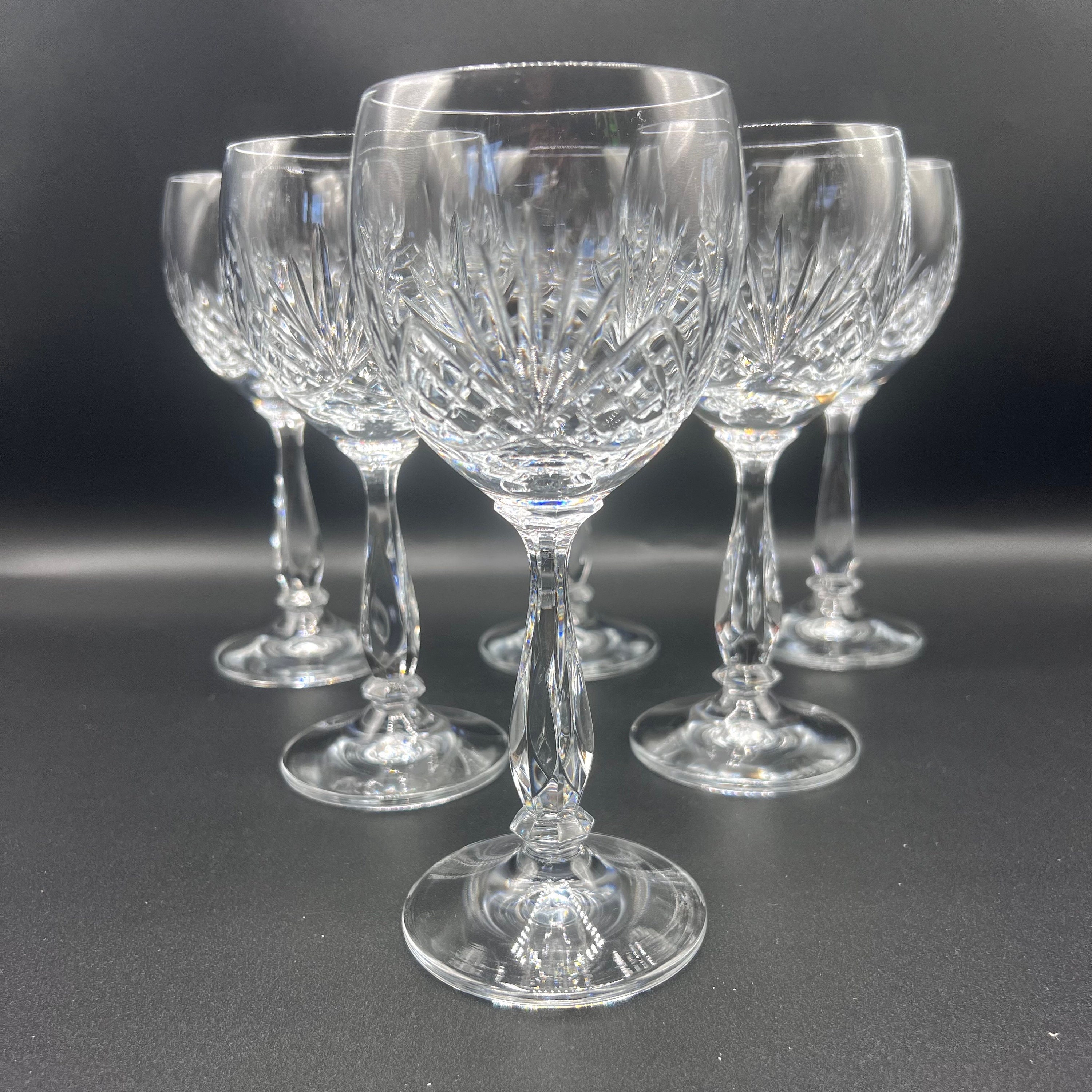 VINTAGE CRYSTAL GLASSES, Cut Crystal Wine Glasses, Bohemia Crystal, Set ...