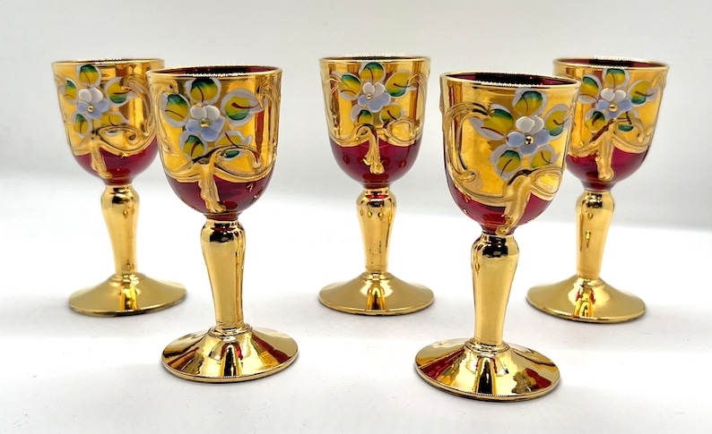MURANO GLASSES 5 Red Murano Liquor Glasses Murano - Etsy