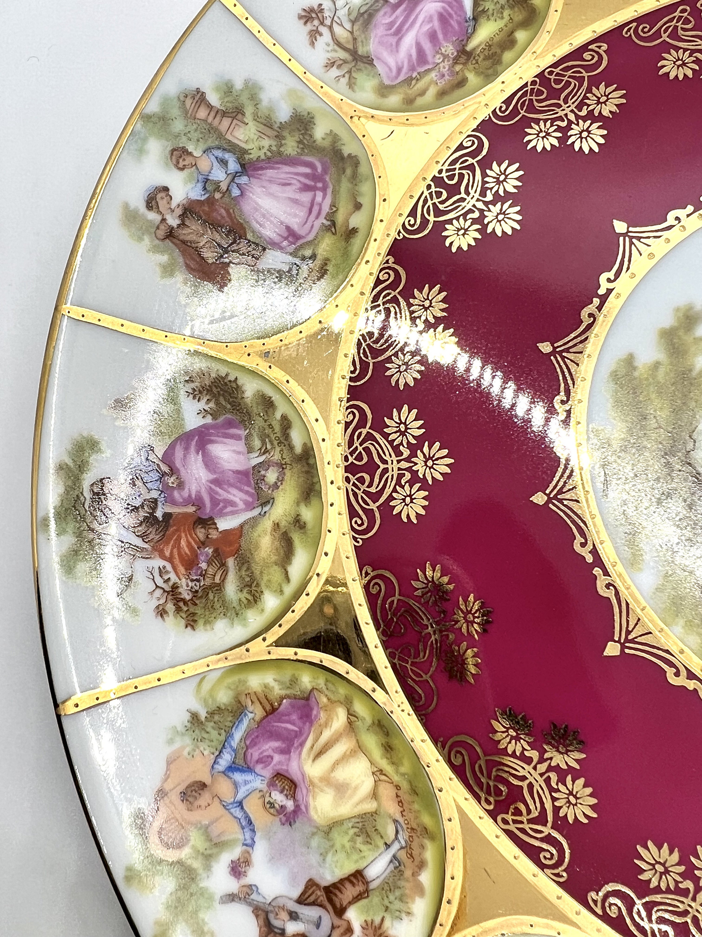 Vintage Cabinet Plate Bordeaux Gilded Fragonard, Love Story Plate JWK ...