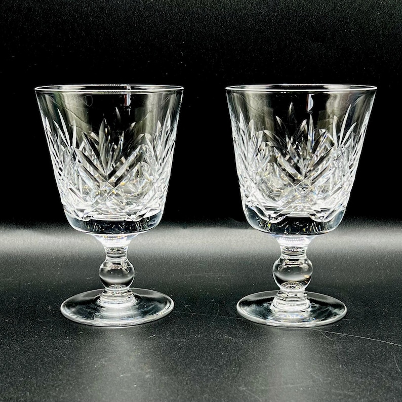 Vintage Thomas Webb Crystal Wine Goblets: Cut Crystal Barware, Set of 2 ...