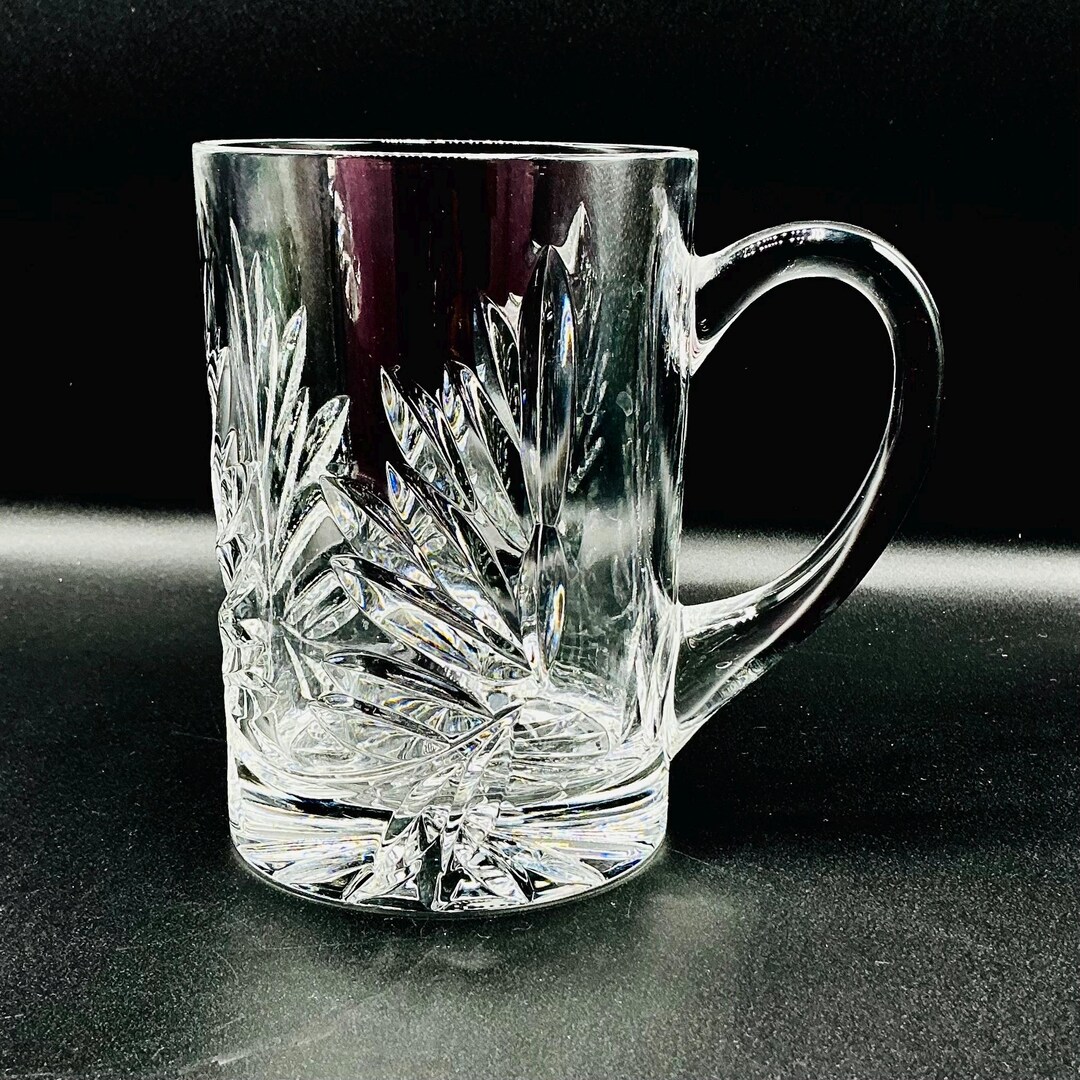 Vintage Lead Crystal Mug, by Royal Doulton Crystal Heavy Cut Glass Beer ...