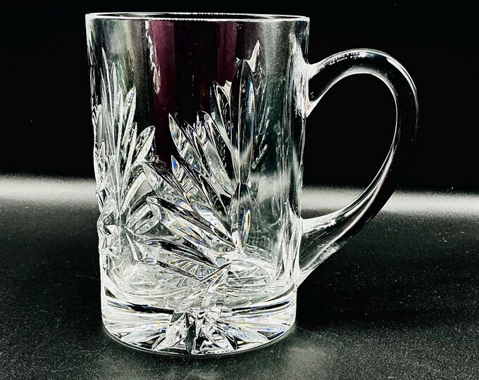 Vintage Lead Crystal Mug, by Royal Doulton Crystal Heavy Cut Glass Beer ...