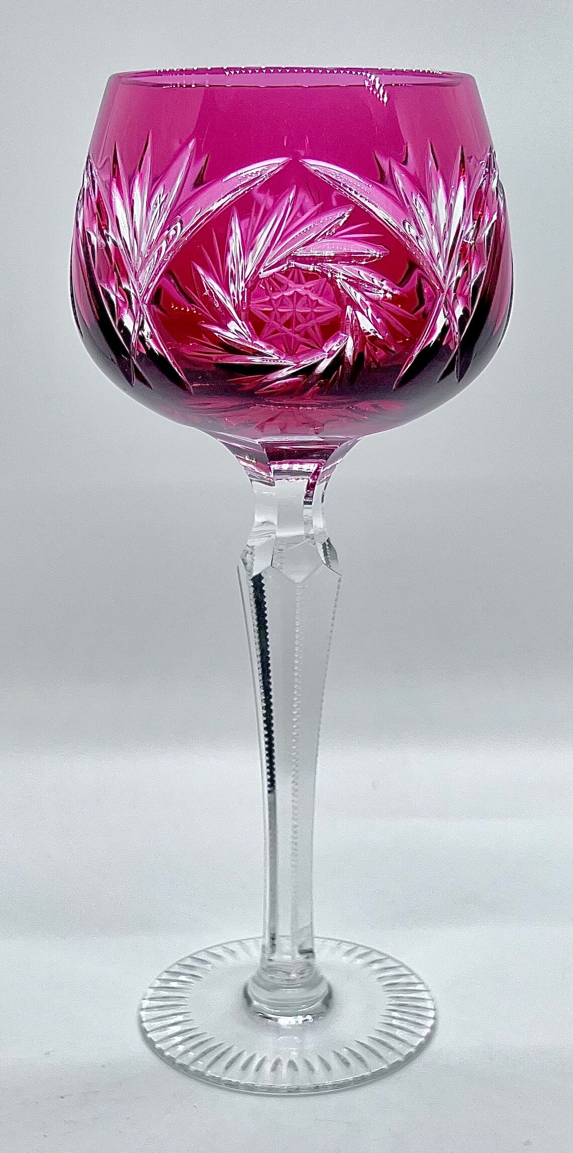 Vintage BOHEMIAN Crystal Hock Wine Glass Red Cut in Clear - Etsy UK