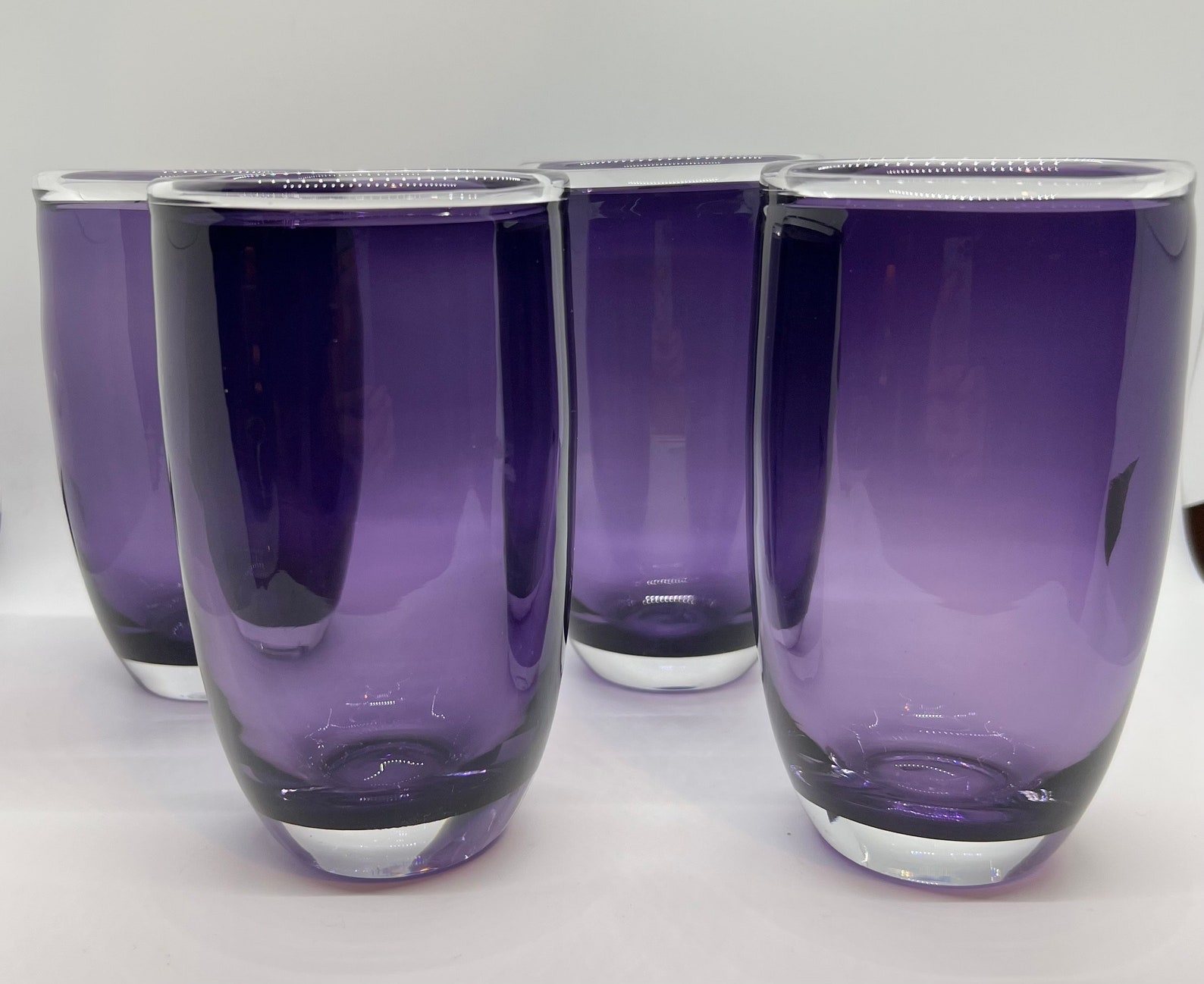 2 Stunning HANDBLOWN Large Water Glasses. Heavy Thick Handblown Glass ...