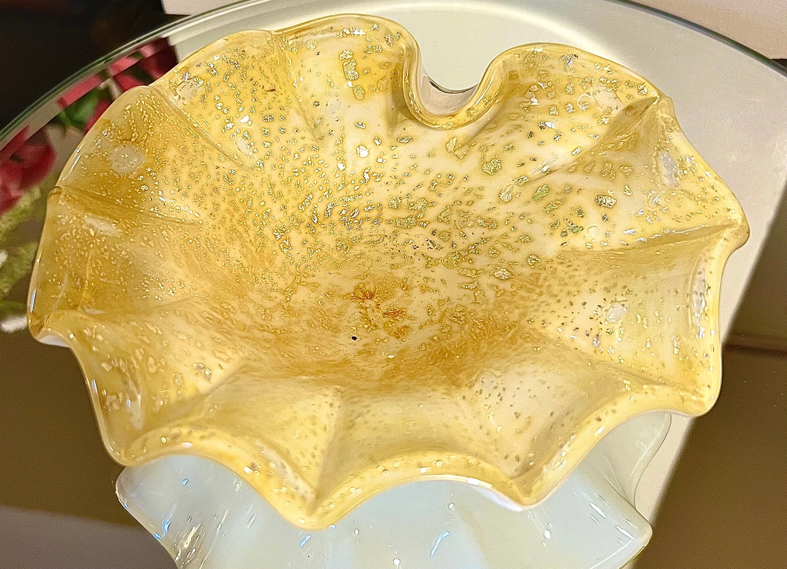 Vintage MURANO GLASS BOWL Decorative Glass Bowl Mid Century. Glass Dish ...