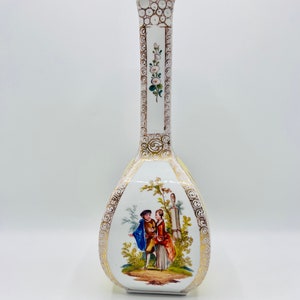 Antique Dresden Porcelain Vase: Handpainted Watteau Scene, 1875 - Etsy
