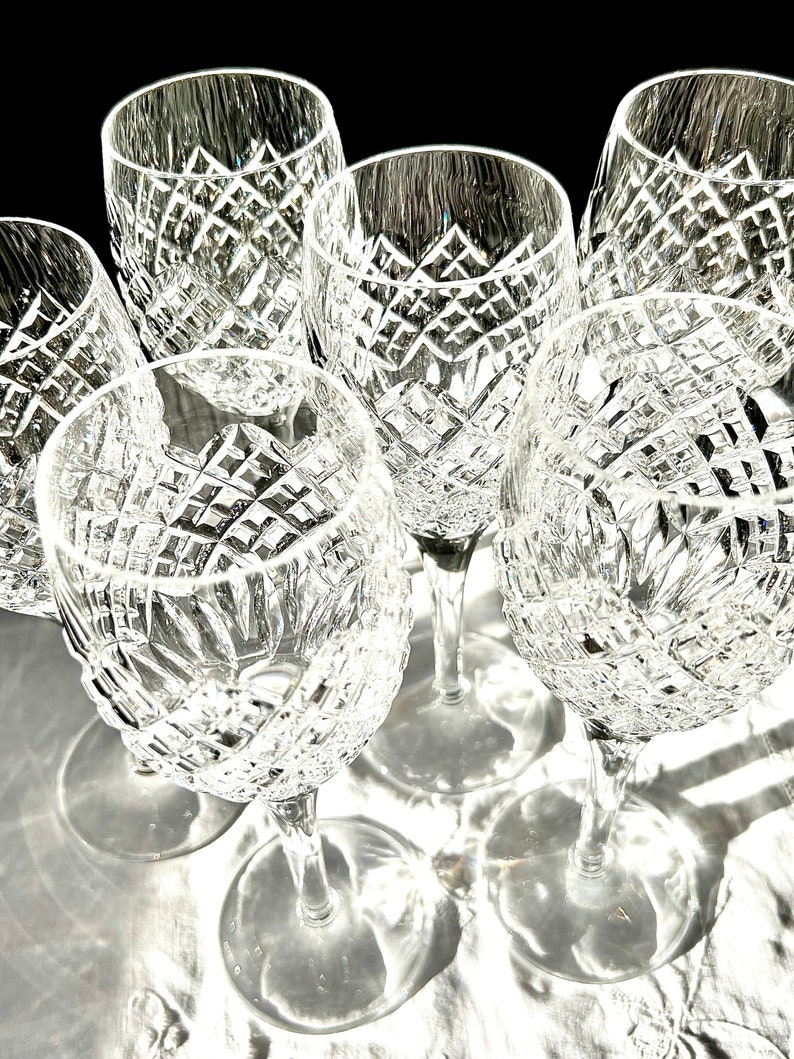 6 STUART WINE Goblets STU 118 Pattern Large Wine Glass 8.38 Cut Crystal ...