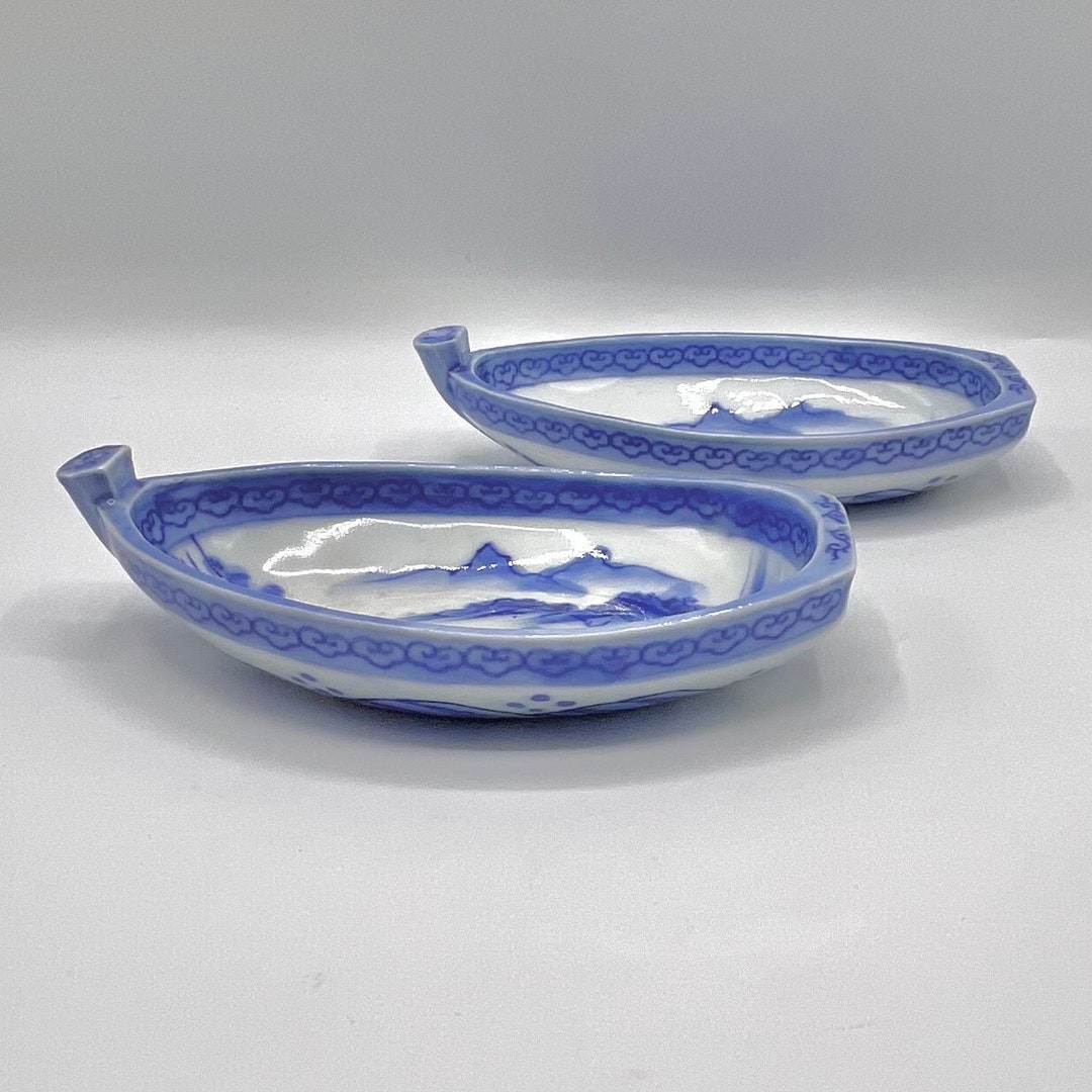 Antique Japanese Ceramic Blue & White Dish, Treasure Boat ‘takarabune ...