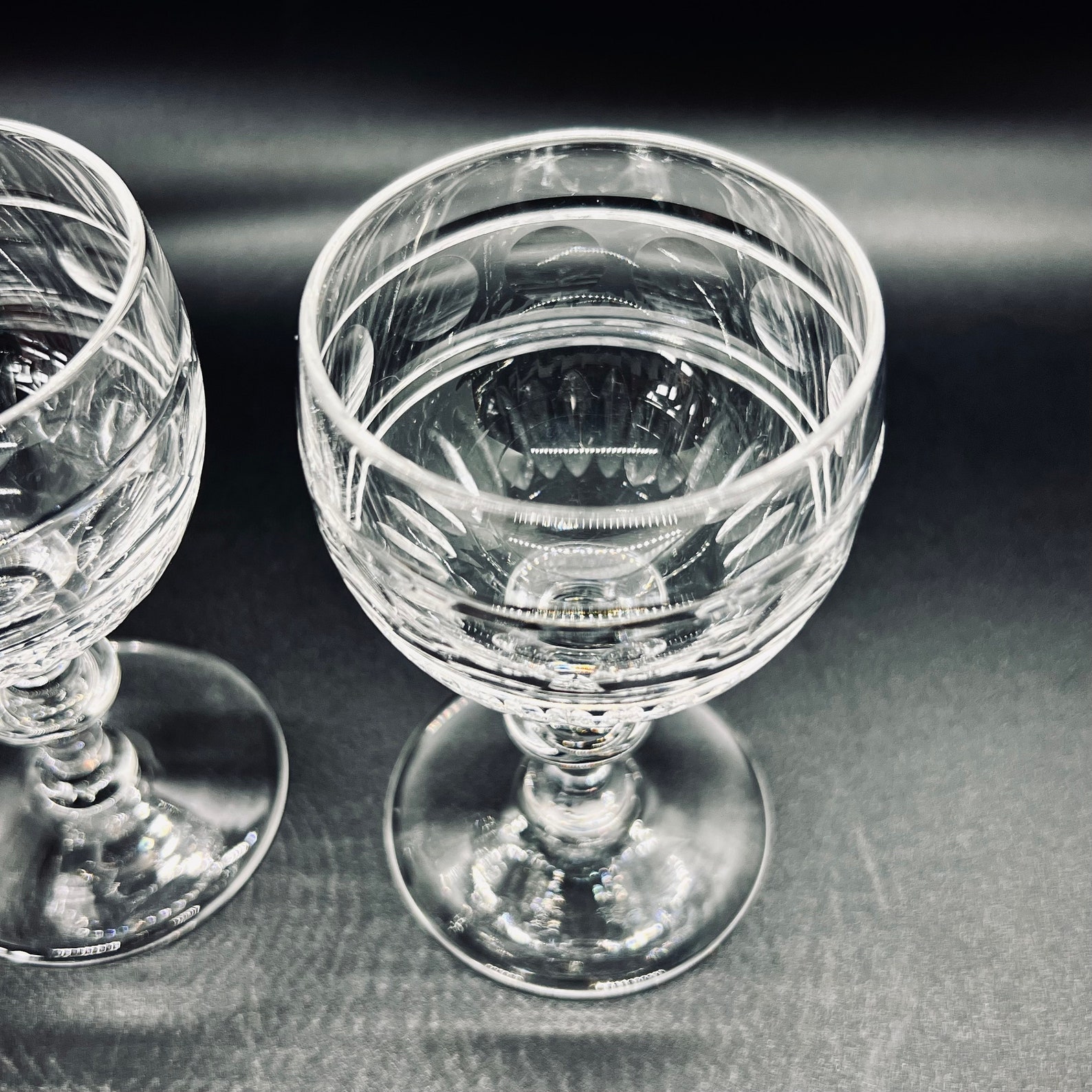 Vintage Webb Corbet Crystal Cordial Glasses: Dimple Cut Port Wine Set ...