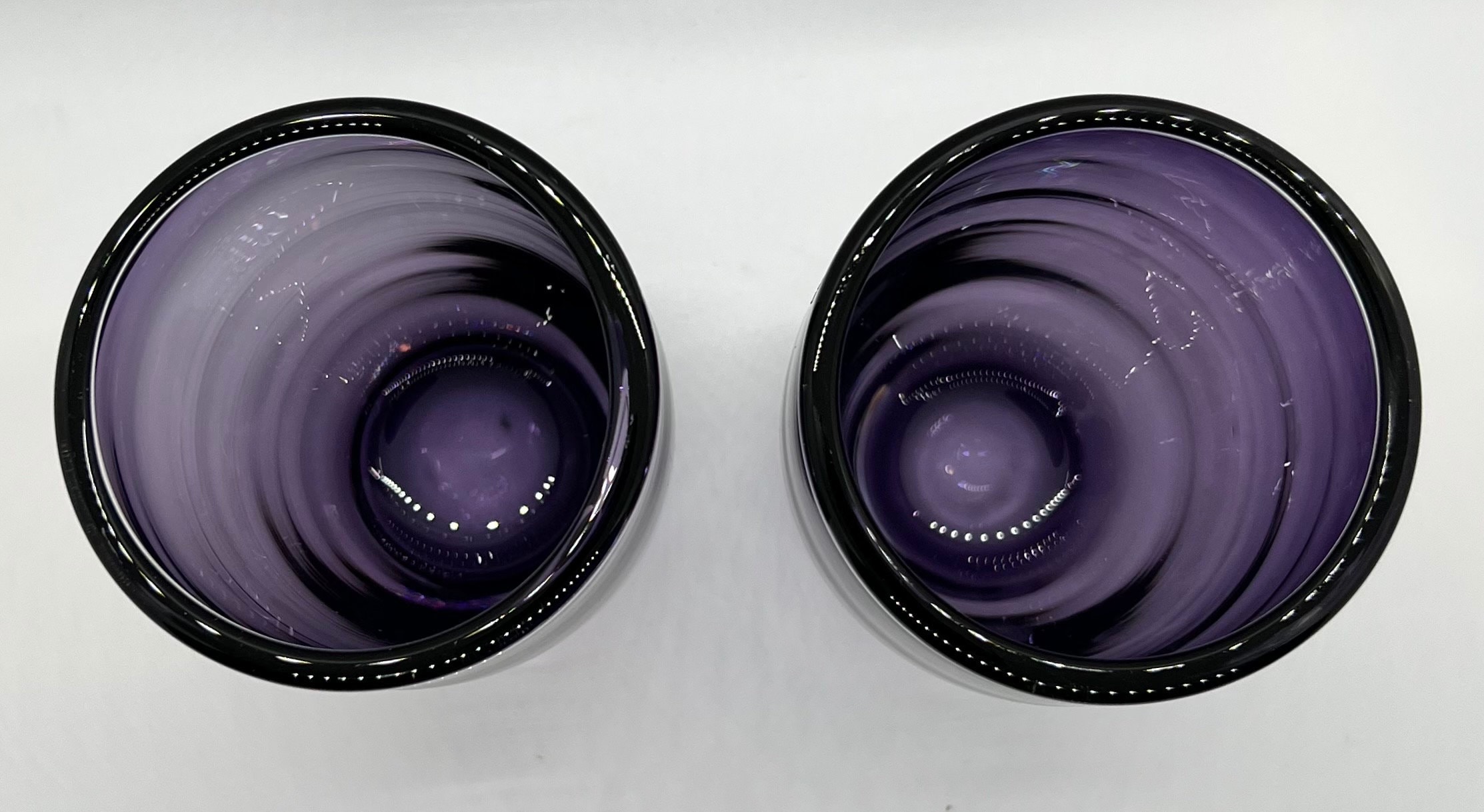 2 Stunning HANDBLOWN Large Water Glasses. Heavy Thick Handblown Glass ...