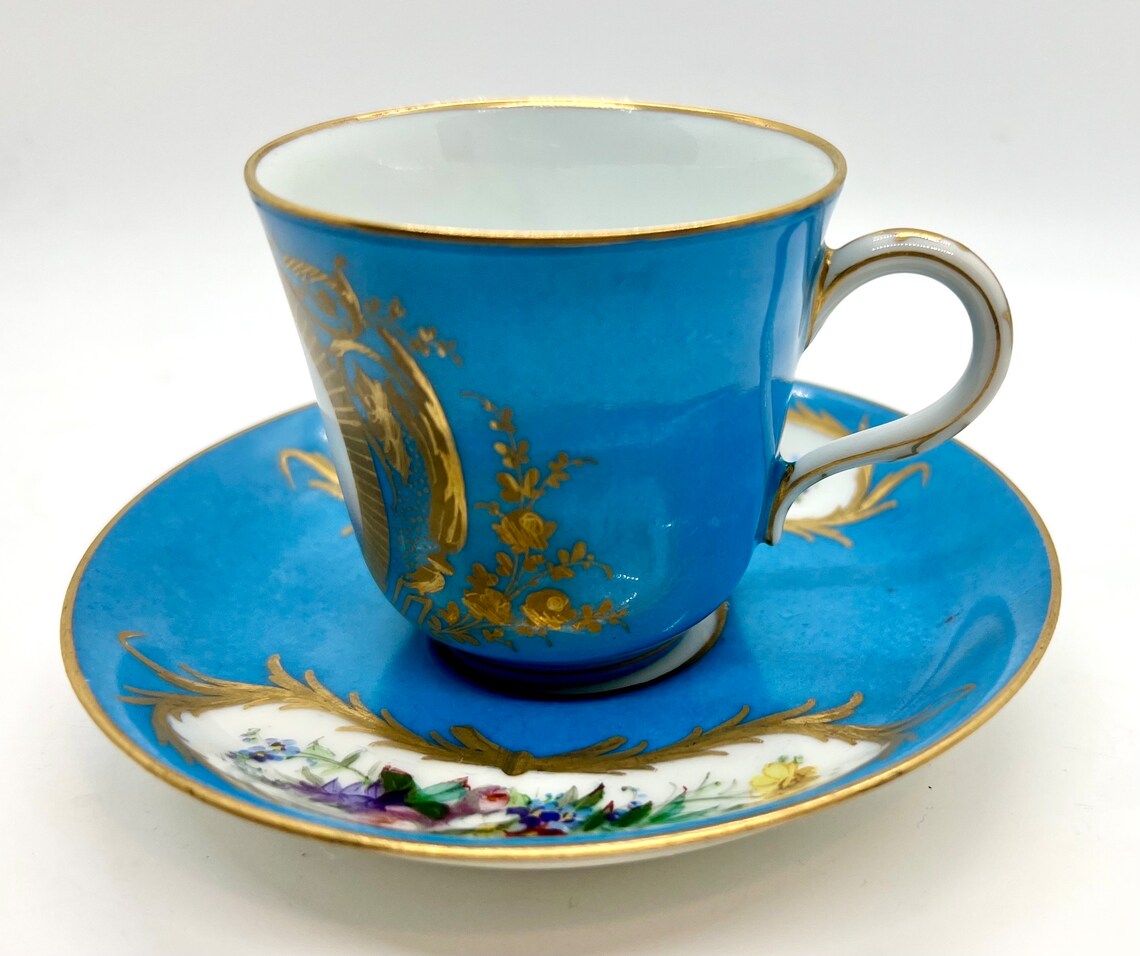 ANTIQUE SEVRES PORCELAIN Cup & Saucer Antique Handpainted Portrait Tea ...