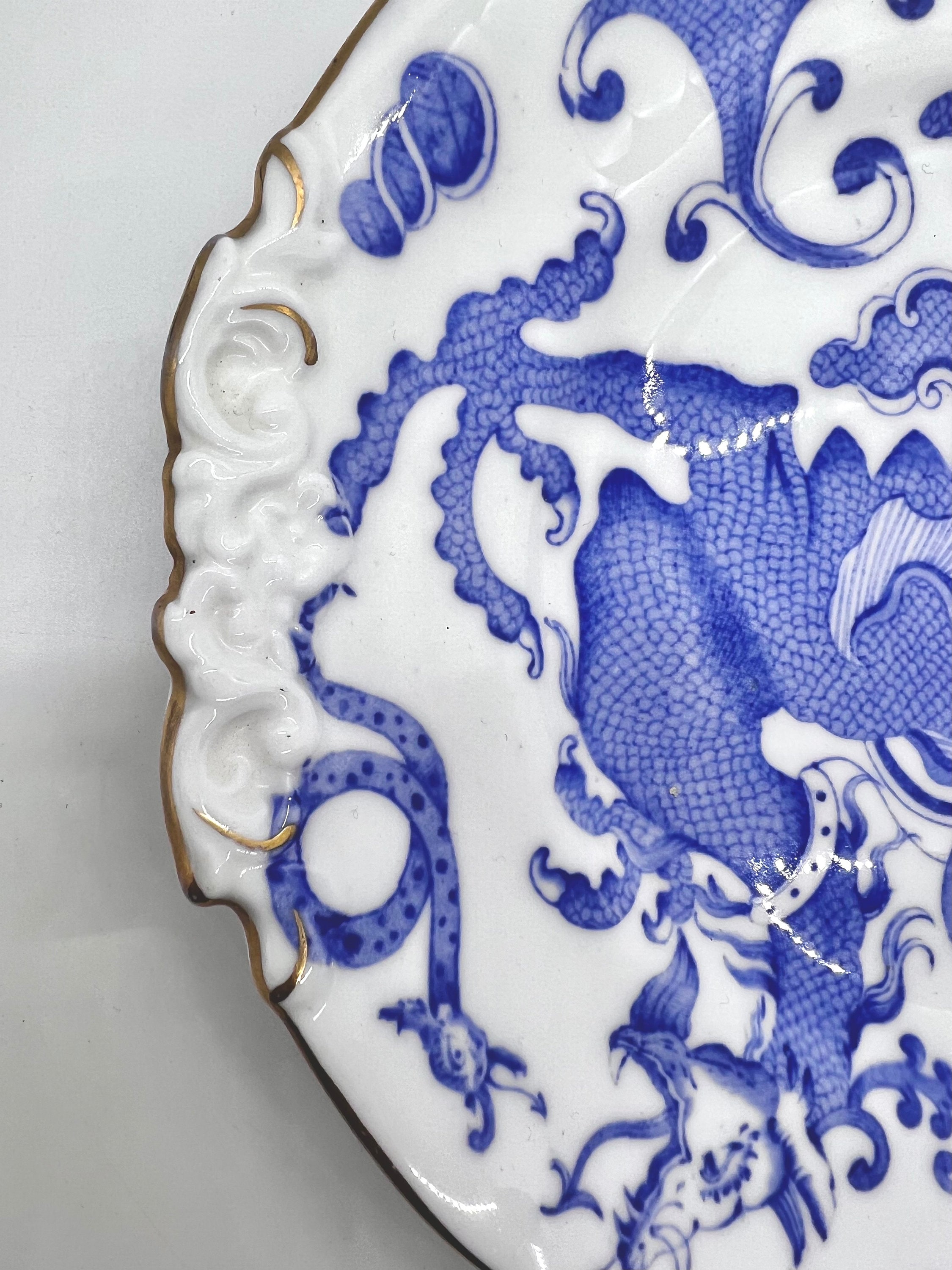 Vintage Royal Worcester Blue Dragon Plate: English Porcelain Decor - Etsy