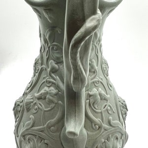 ANTIQUE JADE PITCHER - Green Stone Relief Moulded Jug | Chrysanthemum ...