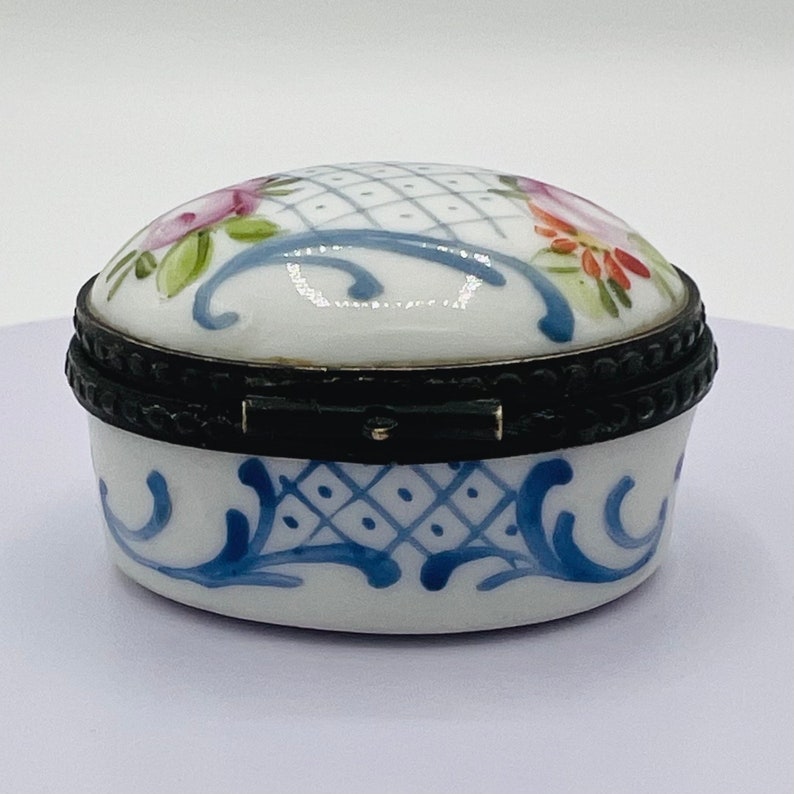Vintage Limoges Porcelain Pill Box: French Handpainted Floral Trinket ...