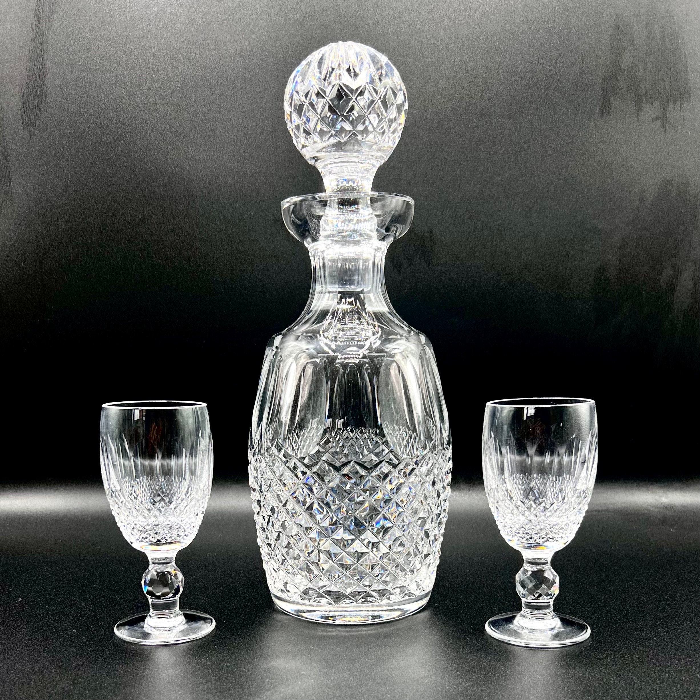 WATERFORD CRYSTAL DECANTER in the Vintage Colleen Pattern Round Wine Decanter Available With Port Cordial Sherry Glasses Etsy