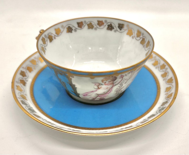 Antique Sevres Porcelain Cup and Saucer: King Louis Philippe Cherub ...