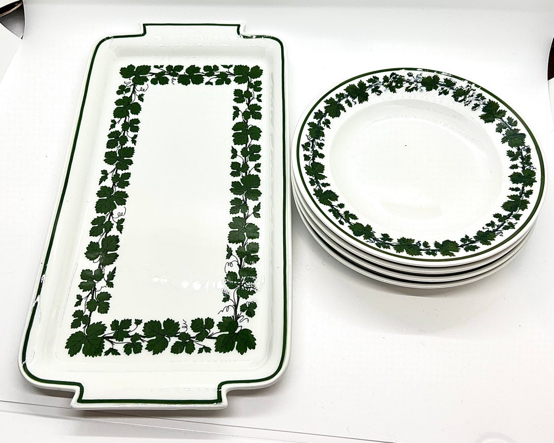 ANTIQUE MEISSEN Large Rectangular Plate - Cake Plates Green Ivy ...