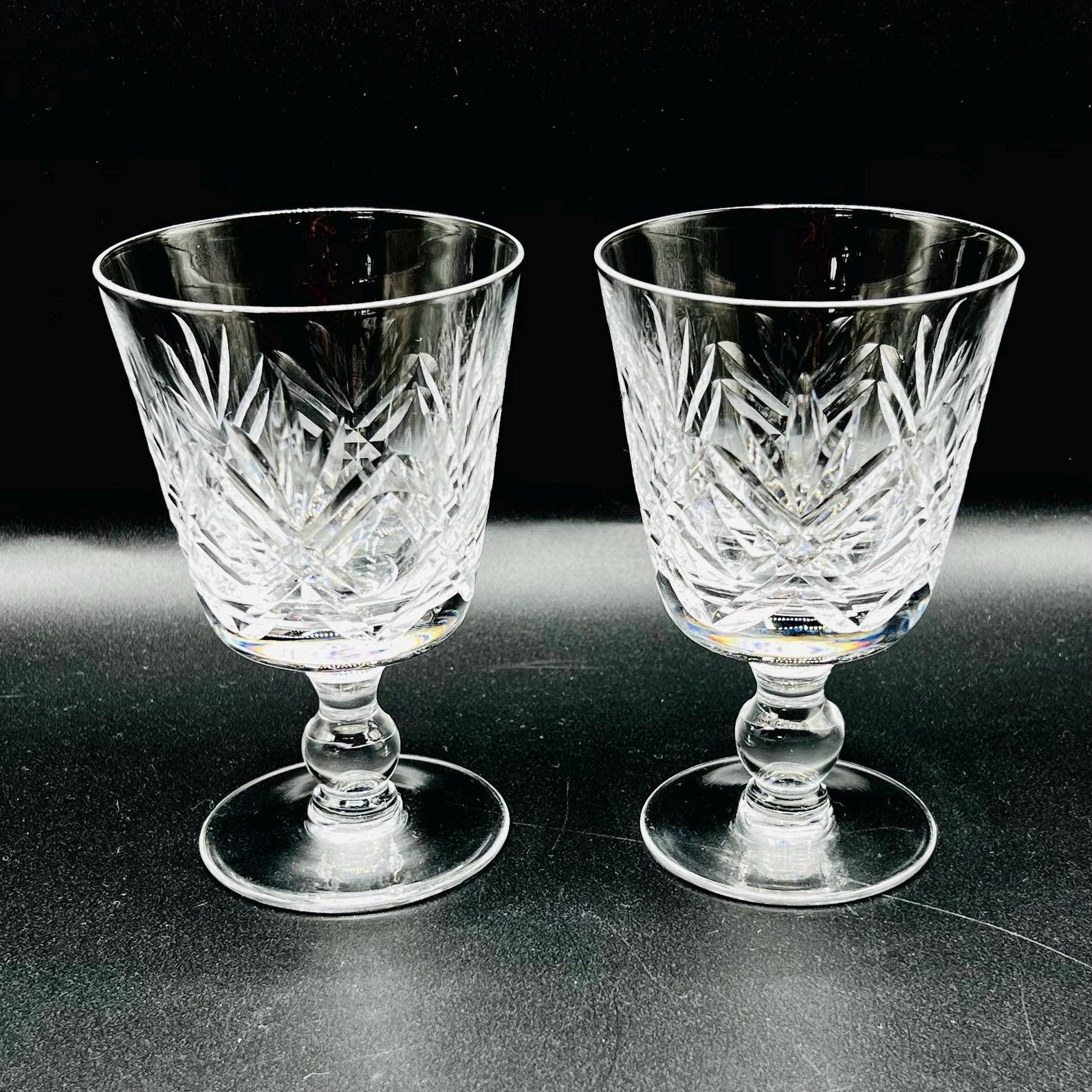 Vintage Thomas Webb Crystal Wine Goblets: Cut Crystal Barware, Set of 2 ...