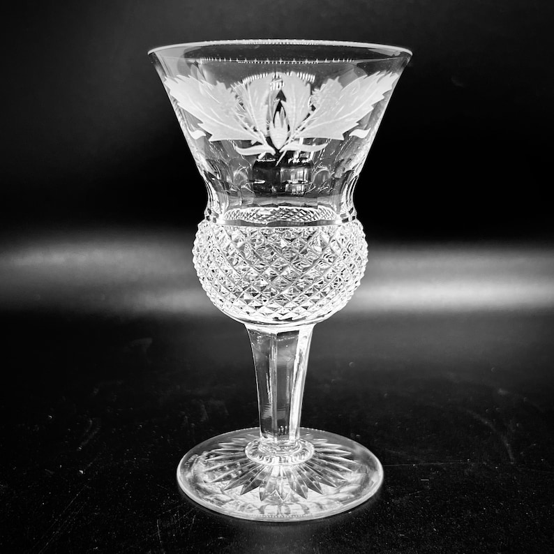 Edinburgh Crystal Glass Vintage Edinburgh Thistle Sherry Glass Vintage Cut Crystal Liquor Glass