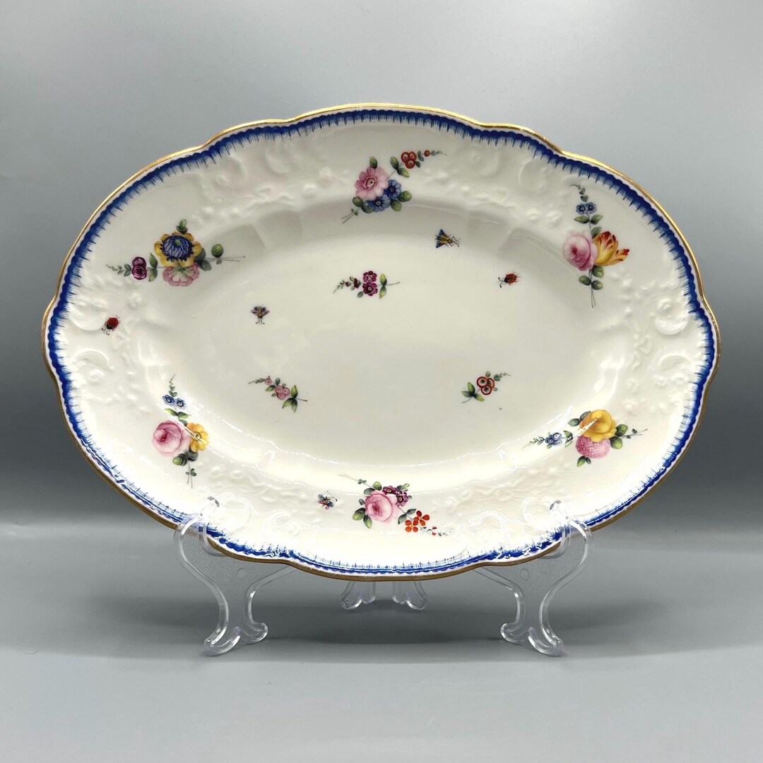 Antique Nantgarw Porcelain Serving Dish: Hand-painted Flowers, C.1817 ...