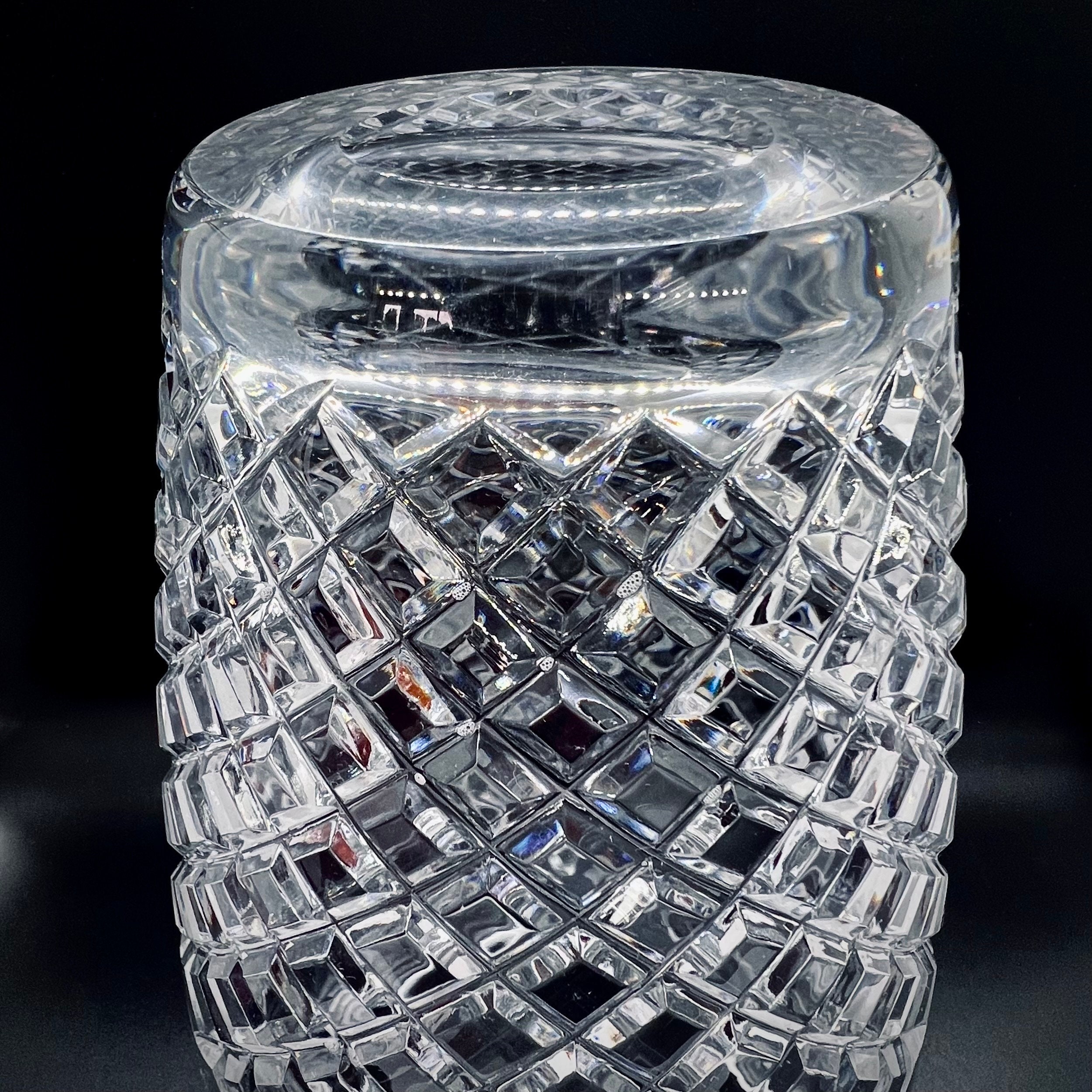 VINTAGE Cut CRYSTAL VASE Large Heavy Diamond Cut, Flower Band Lead ...