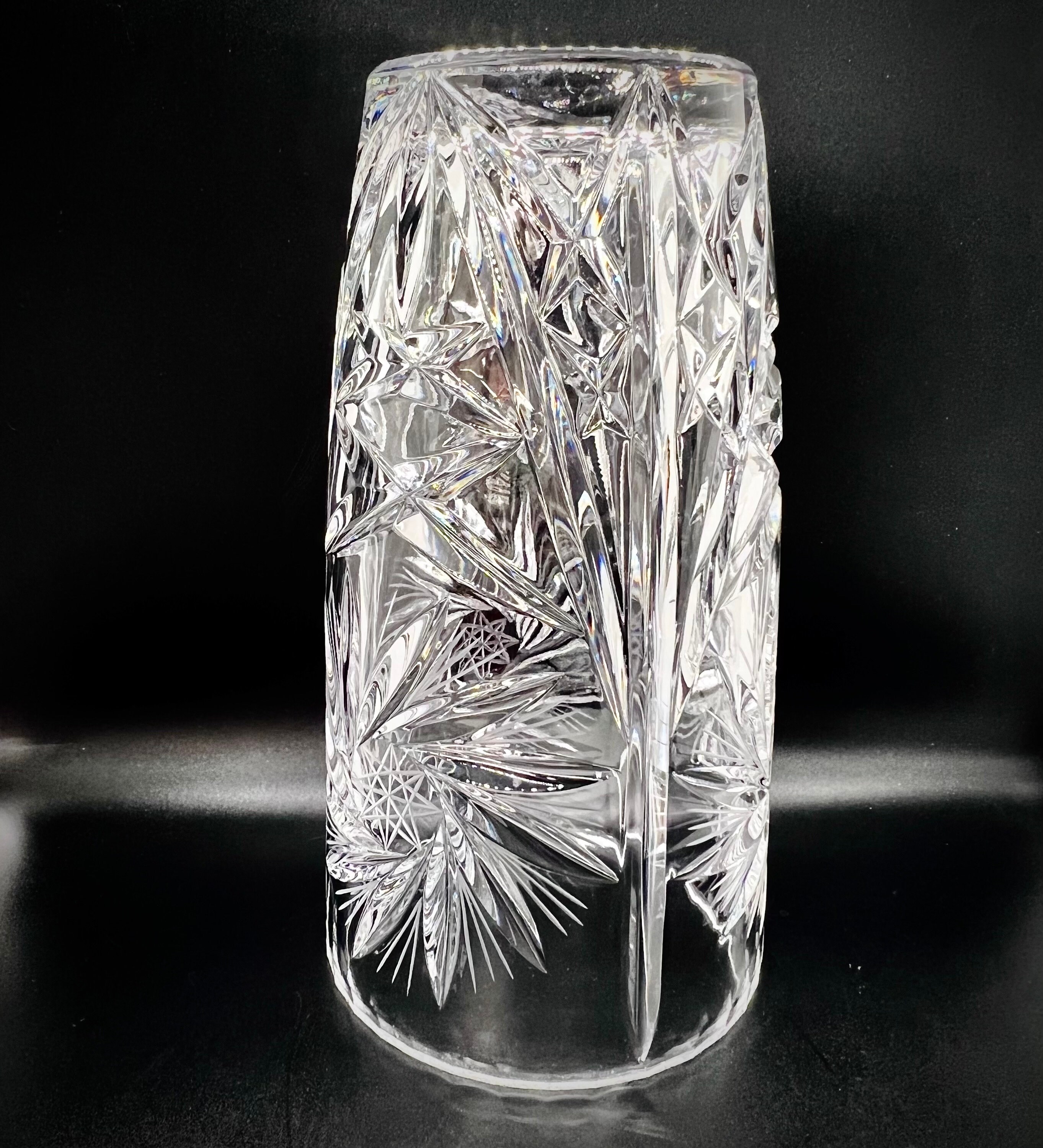 VINTAGE Cut CRYSTAL VASE, Large Heavy Lead Crystal Decorative Vase ...