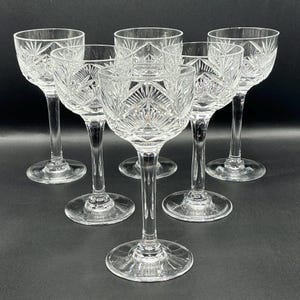 Vintage Hock Wine Glasses, Fan Cut Crystal White Wine Glasses, Art Deco ...