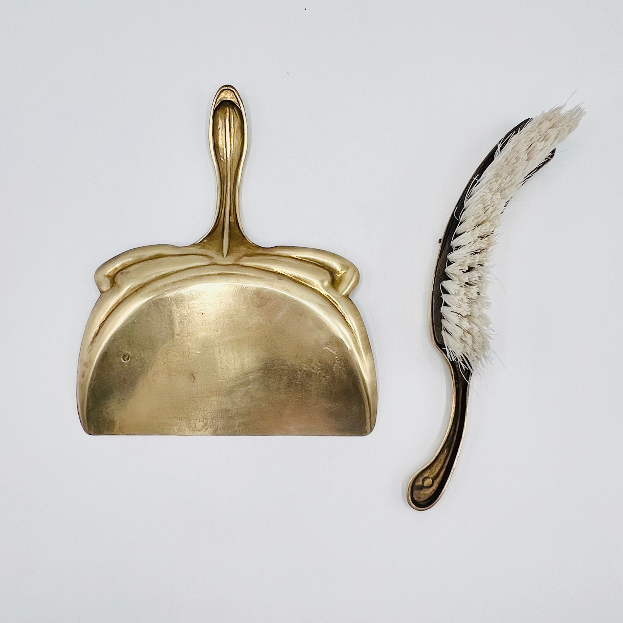 Vintage Ornate Brass Crumb Brush & Tray Table Sweeper, Art Nouveau ...