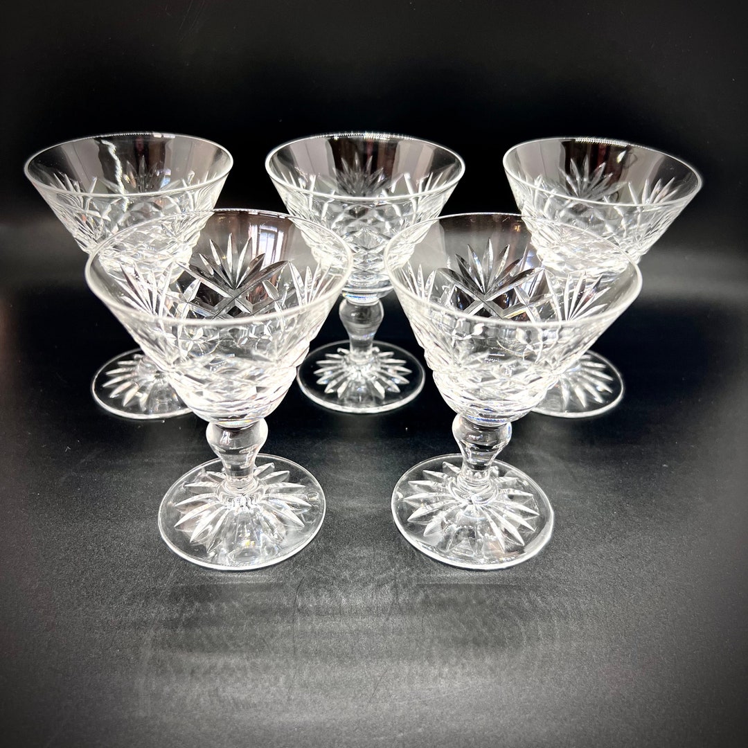 Vintage Cut Crystal Port Glasses 5 Short Stemmed Cordial Glasses Criss ...
