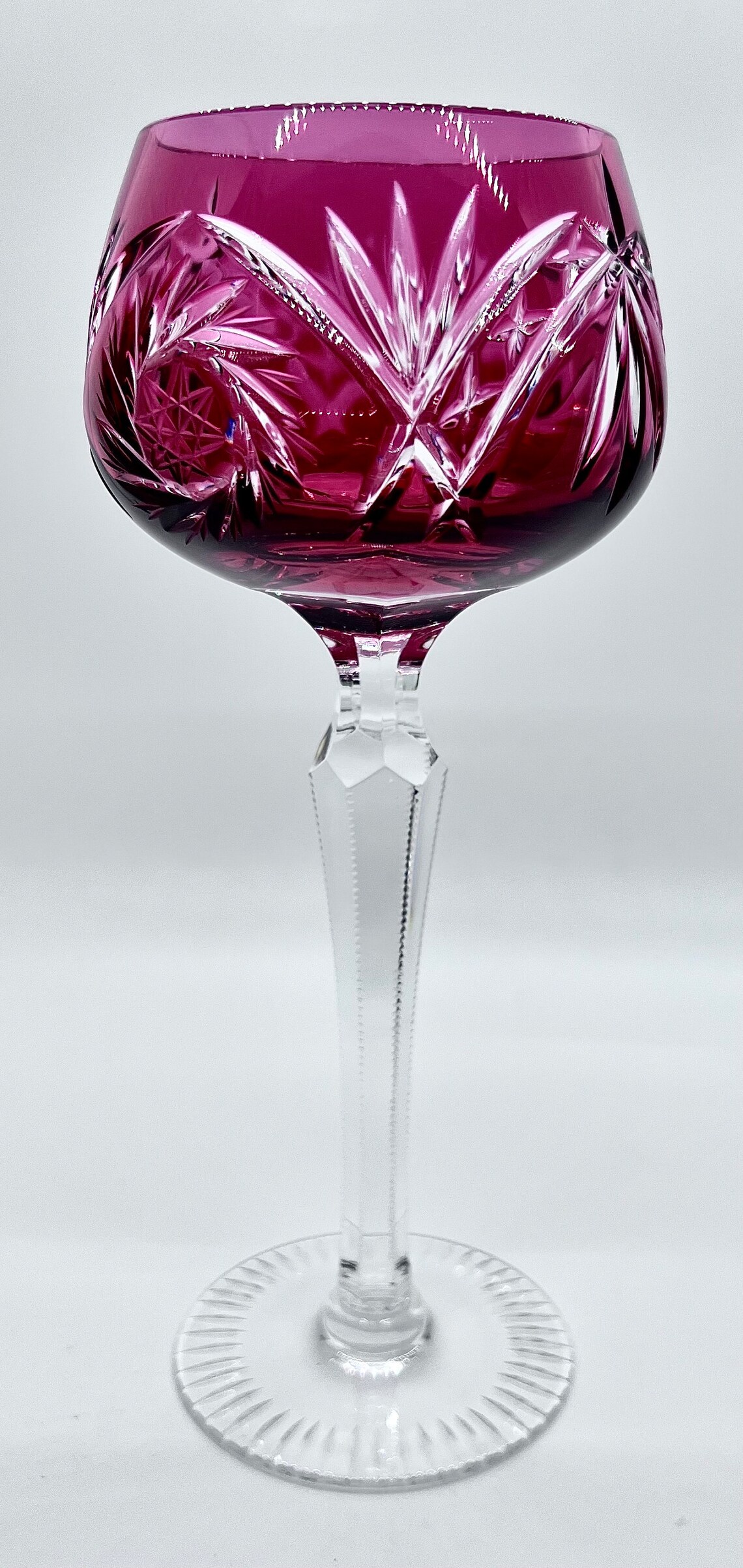 Vintage BOHEMIAN Crystal Hock Wine Glass Red Cut in Clear - Etsy UK