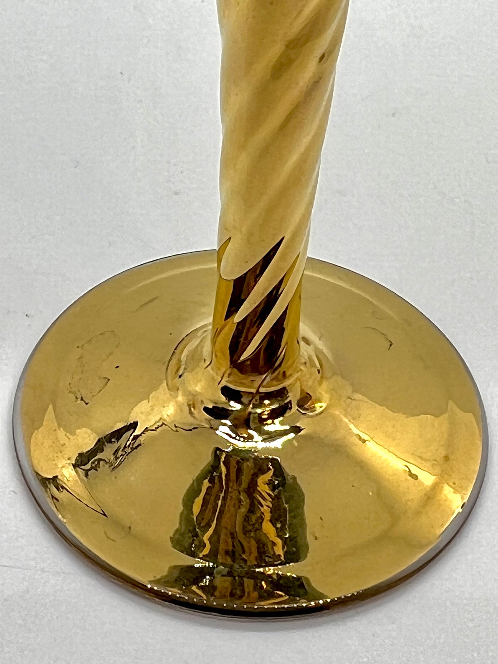 Murano Champagne Flute: Green Glass With 24k Gold Leaf, Tre Fuochi ...