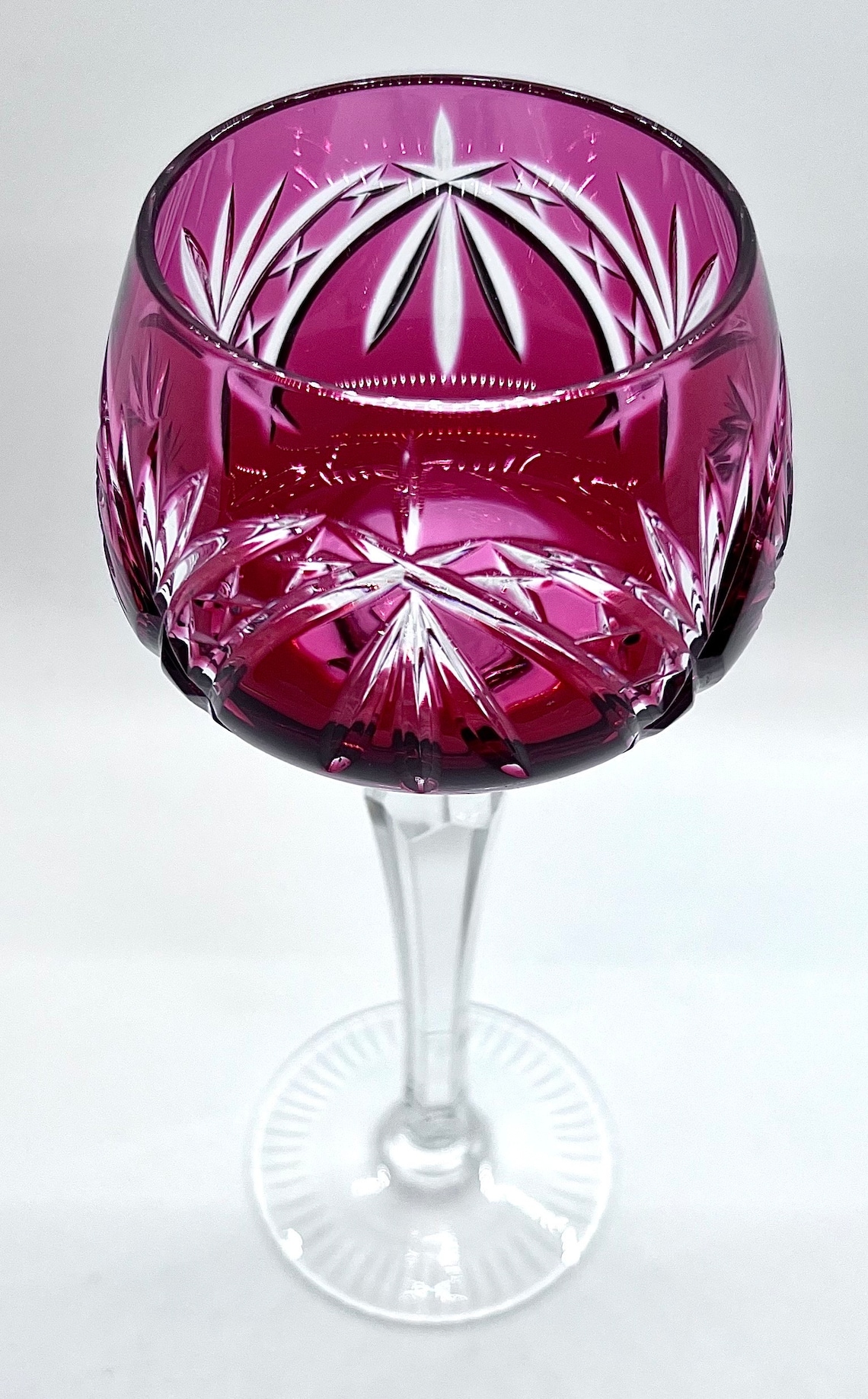 Vintage BOHEMIAN Crystal Hock Wine Glass Red Cut in Clear - Etsy UK