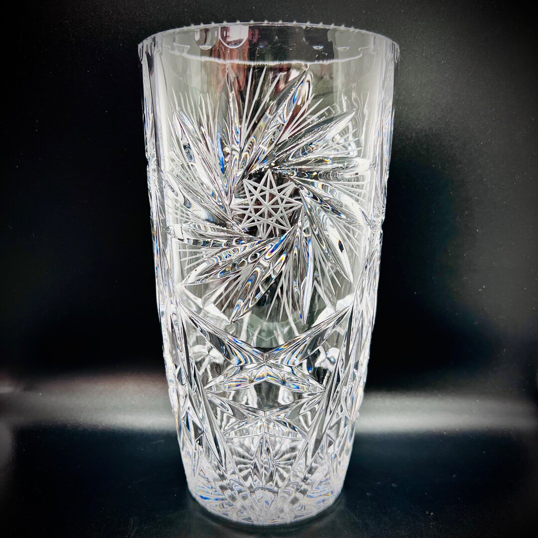 Vintage Lead Crystal Vase: Pinwheel Cut, Sawtooth Rim, 11 Inch - Etsy ...
