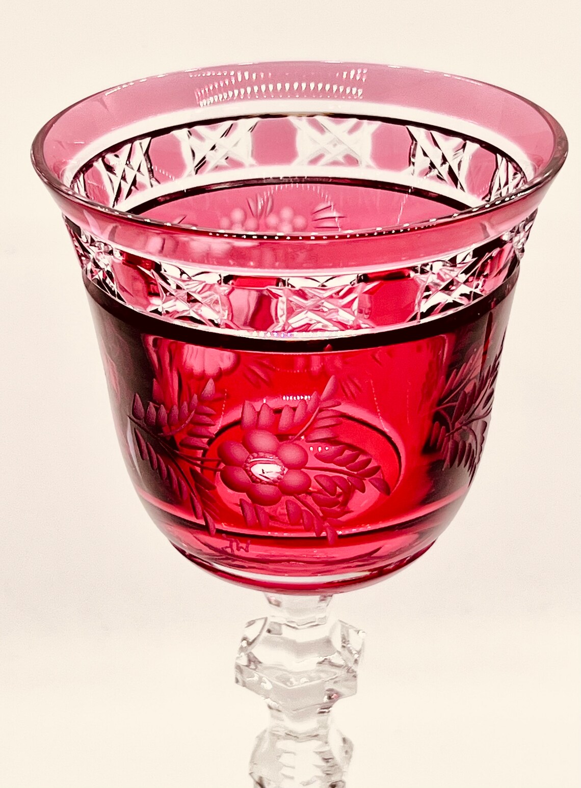 Meissen Crystal Cranberry Red Wine Glass Echt Meissner Bleikristall ...