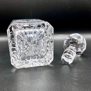 Vintage Cut CRYSTAL Square Decanter, Star of Edinburgh Pattern. Heavy Lead Crystal Whiskey or ...