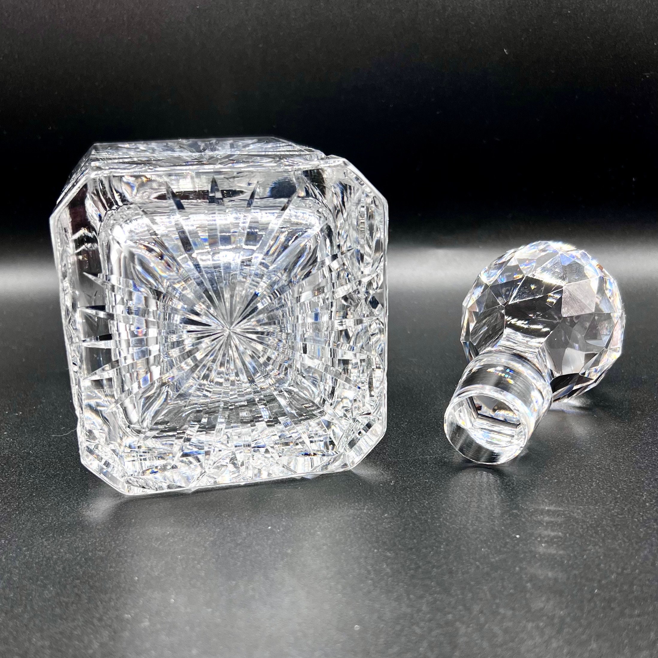 Vintage Cut CRYSTAL Square Decanter, Star of Edinburgh Pattern. Heavy ...