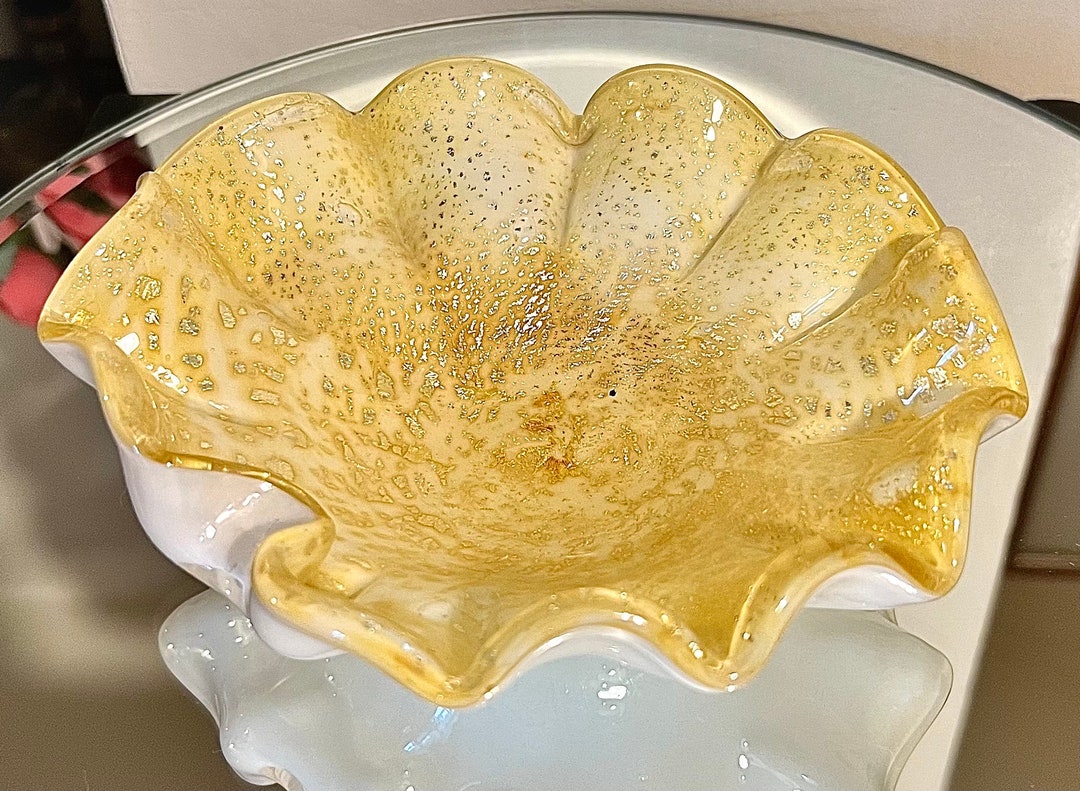 Vintage MURANO GLASS BOWL Decorative Glass Bowl Mid Century. Glass Dish ...